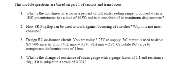 Solved This module questions are based on part-1 of sensors | Chegg.com