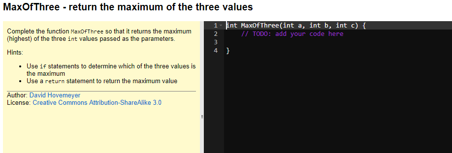 Solved MaxOfThree - return the maximum of the three values | Chegg.com