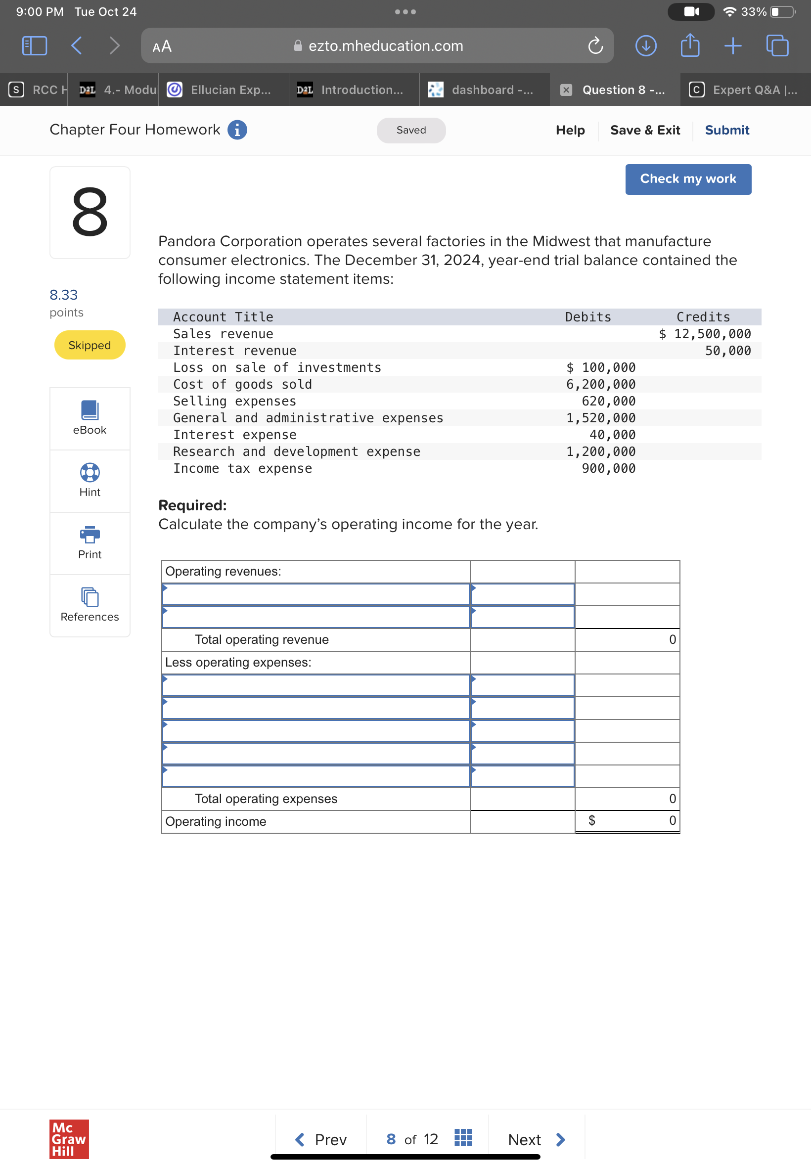 Solved Pandora Corporation operates several factories in the | Chegg.com