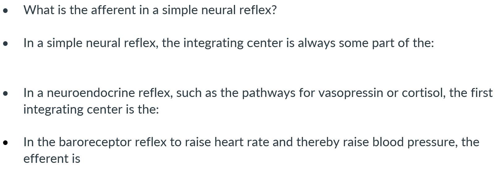 Solved - What is the afferent in a simple neural reflex? - | Chegg.com