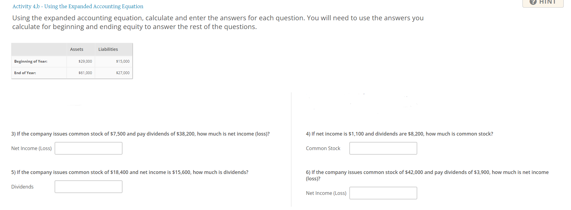 Solved Activity 4,b - Using the Expanded Accounting Equation | Chegg.com