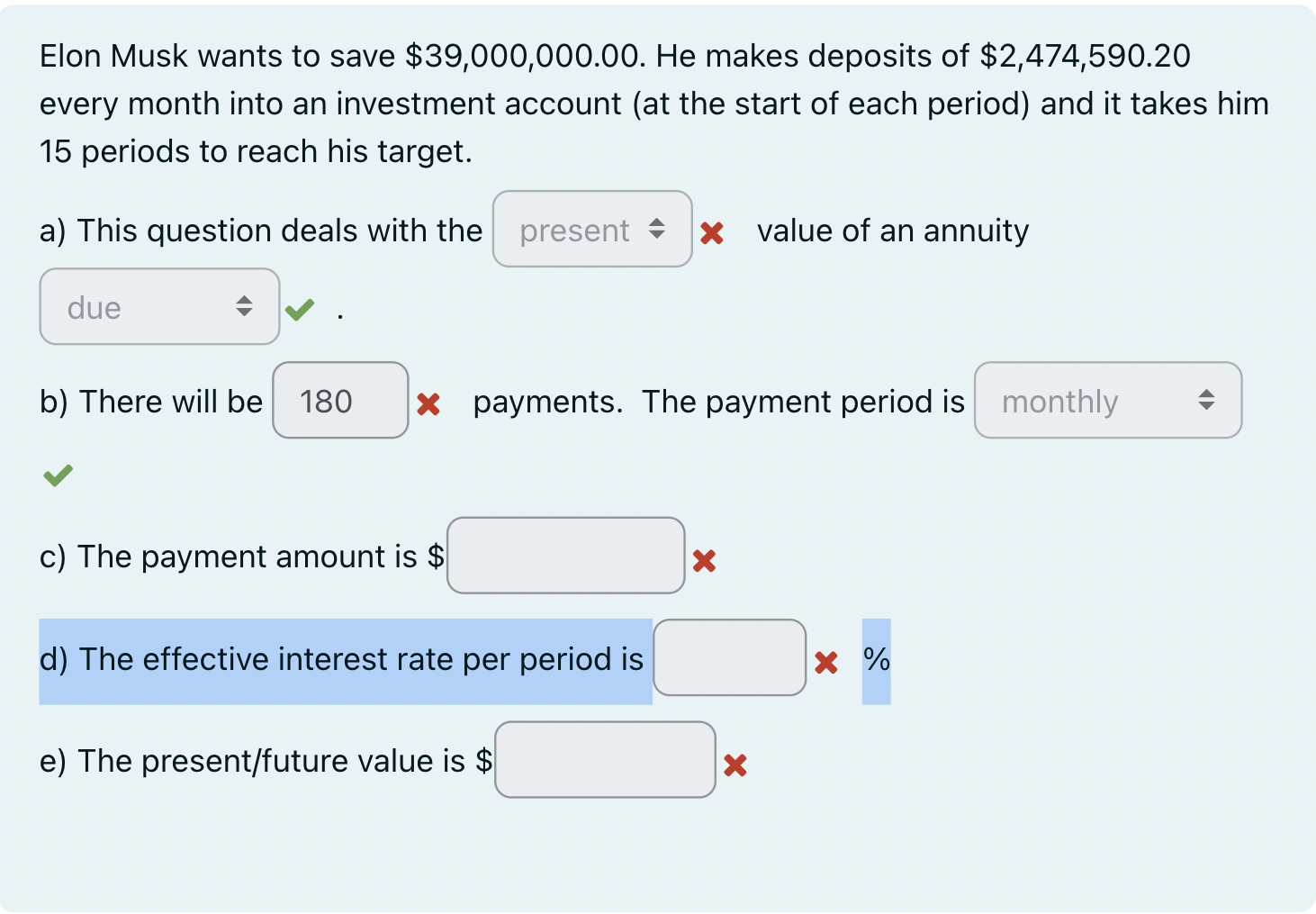 Solved The effective interest rate per periodOnly answer d. | Chegg.com