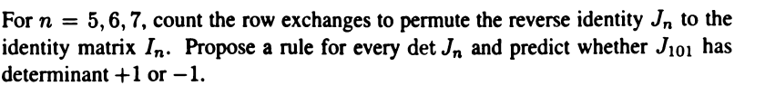 Solved For n=5,6,7, ﻿count the row exchanges to permute the | Chegg.com