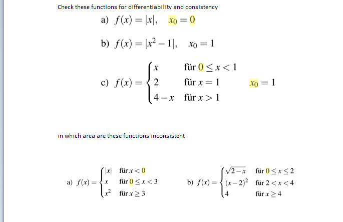 Solved Check these functions for differentiability and | Chegg.com