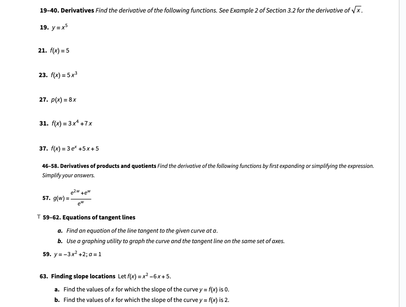 Solved 19-40. Derivatives Find the derivative of the | Chegg.com