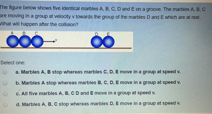 Solved The figure below shows five identical marbles A, B, | Chegg.com