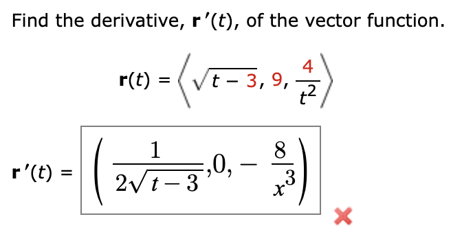 Solved Find the derivative, r′(t), of the vector function. | Chegg.com