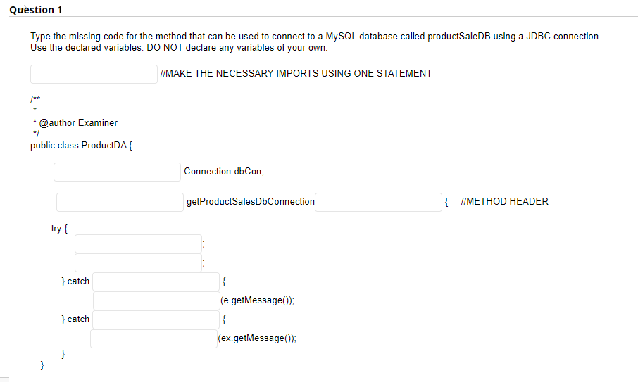 Solved Type the missing code for the method that can be used | Chegg.com