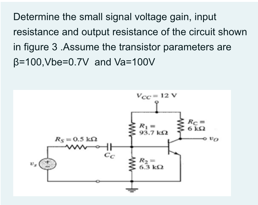 Solved Determine the small signal voltage gain, input | Chegg.com