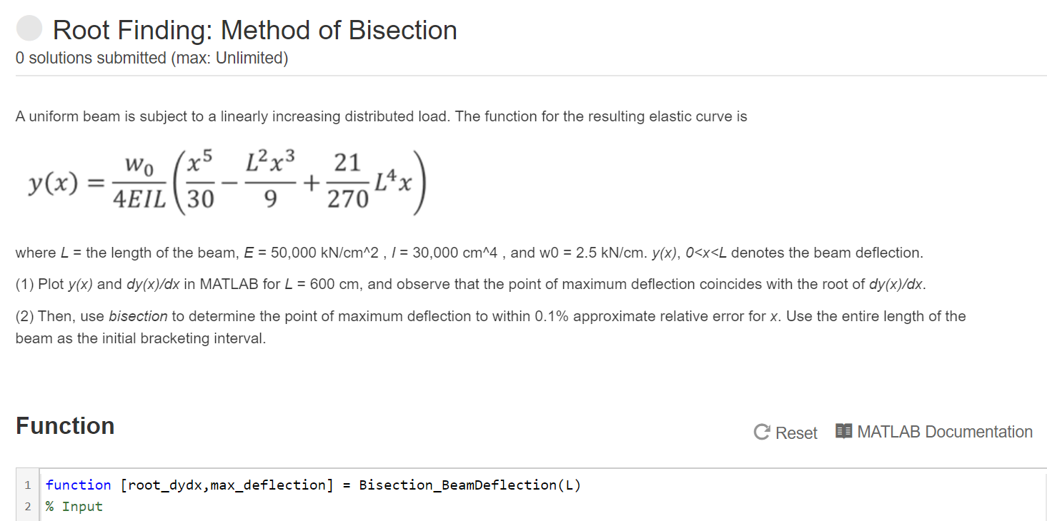 Root Finding: Method of Bisection O solutions | Chegg.com