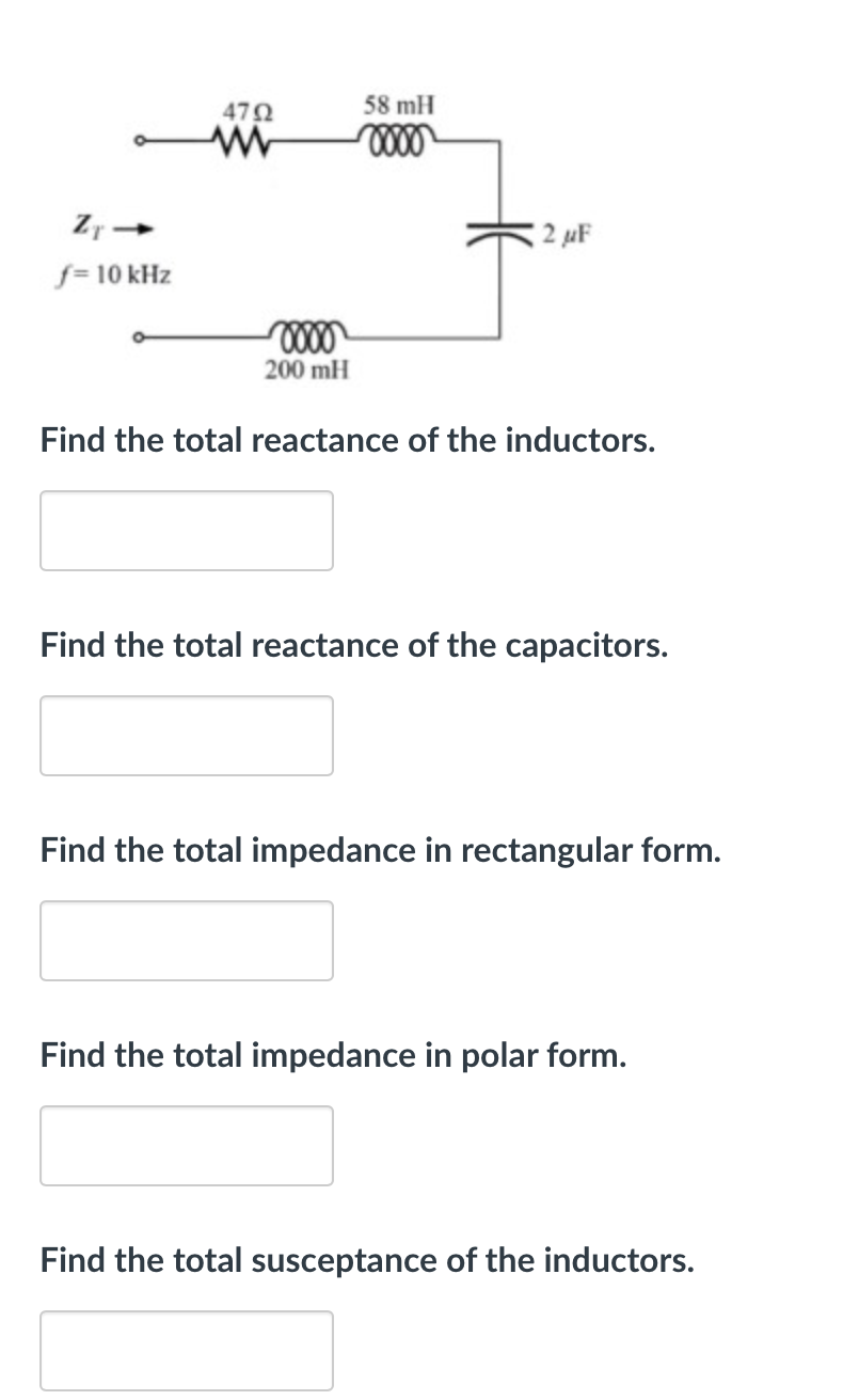 Solved Find the total reactance of the inductors. Find the | Chegg.com