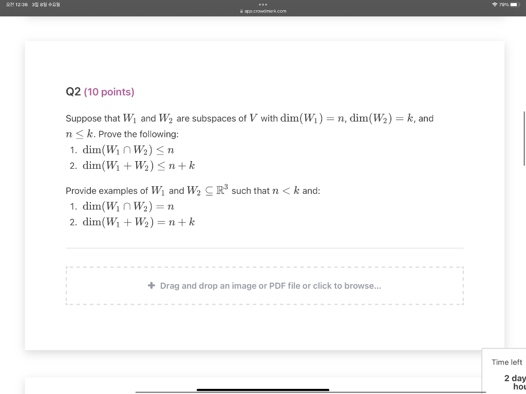 Solved Suppose that W1 and W2 are subspaces of V with | Chegg.com