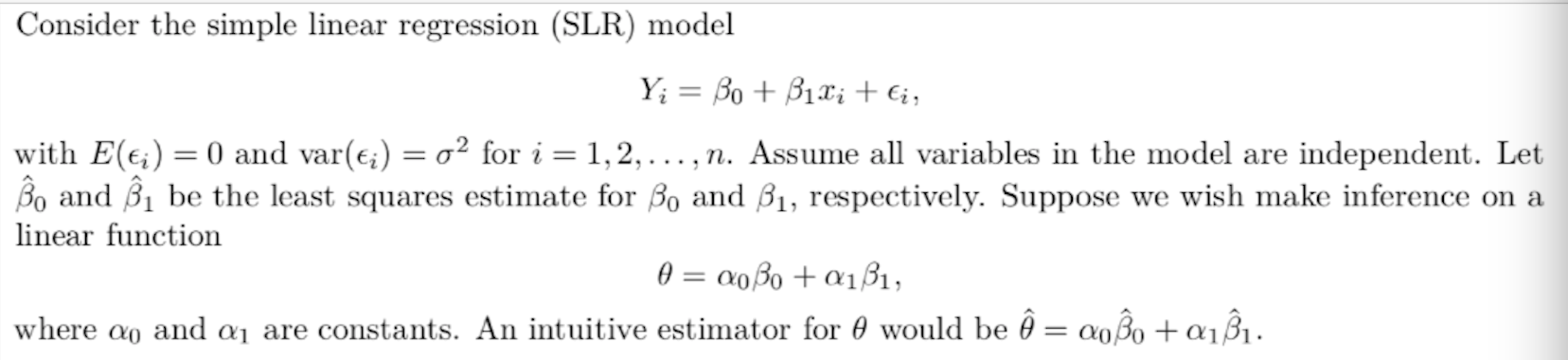 Solved Consider the simple linear regression (SLR) model Yi | Chegg.com
