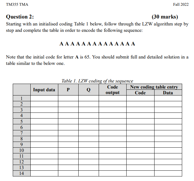Solved Question 2 30 Marks Starting With An Initialised Chegg