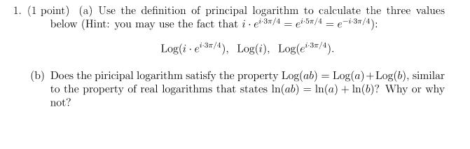 Solved 1. (1 point) (a) Use the definition of principal | Chegg.com