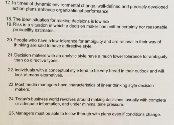 Solved 17. In times of dynamic environmental change, | Chegg.com