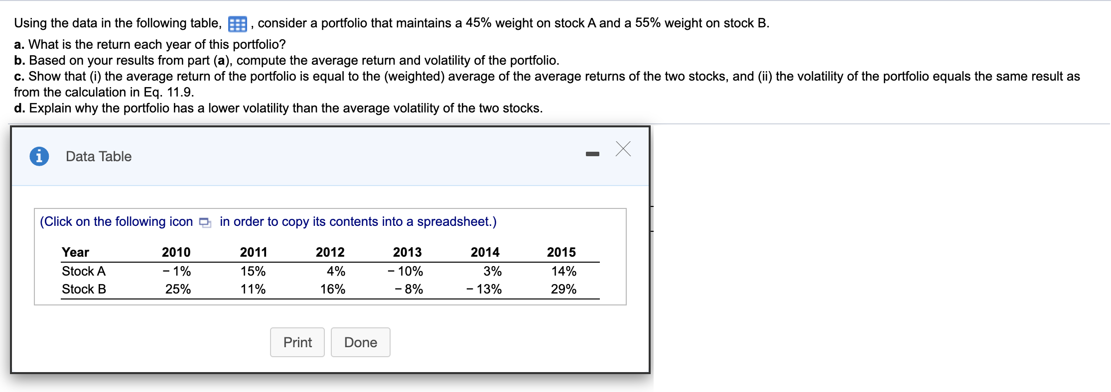 Solved Using the data in the following table, :, consider a | Chegg.com
