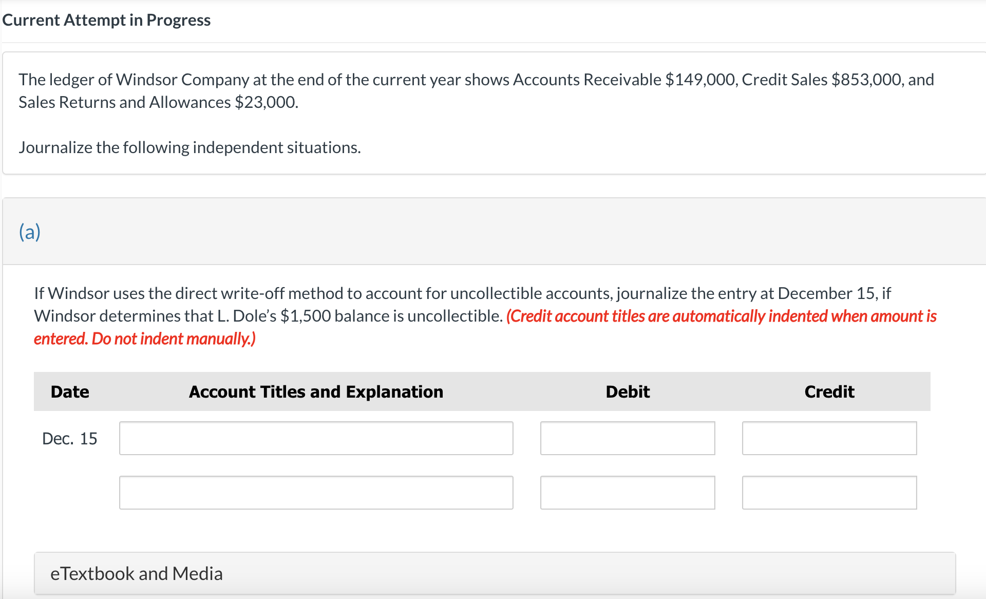 Solved Current Attempt in ProgressThe ledger of Windsor | Chegg.com
