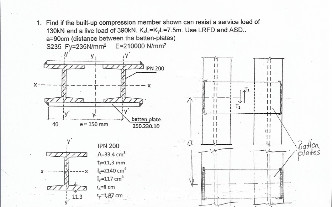 Solved 1. Find if the built-up compression member shown can | Chegg.com