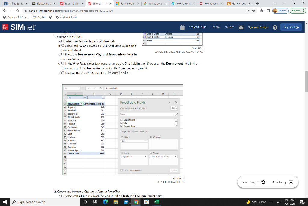 Solved I am creating a PivotTable for a multi-step project | Chegg.com