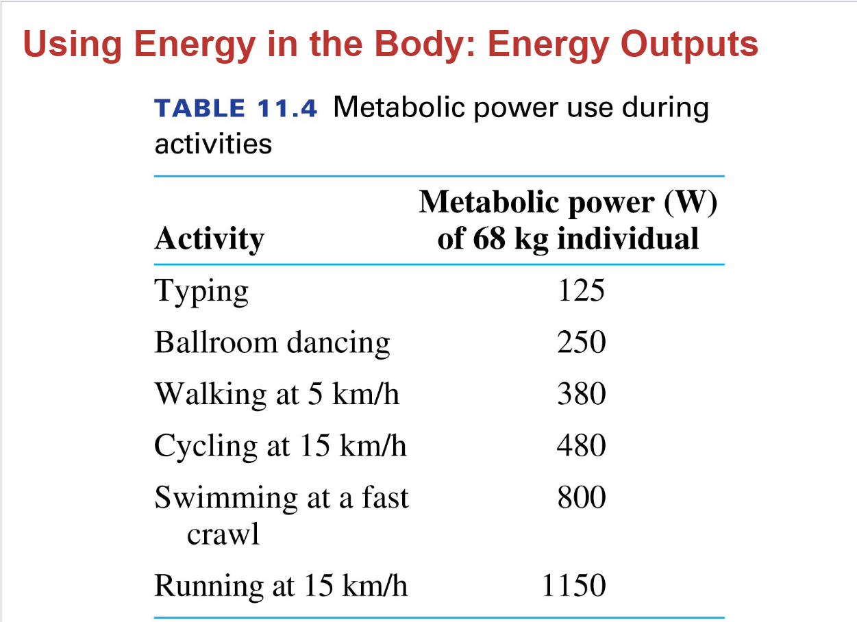 Solved Metabolic Power: Calculate the necessary calories for | Chegg.com