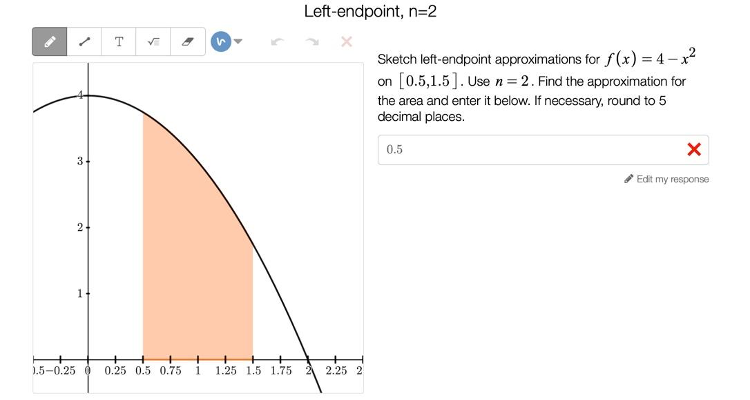 Solved Left-endpoint, n=2 T = Sketch left-endpoint | Chegg.com