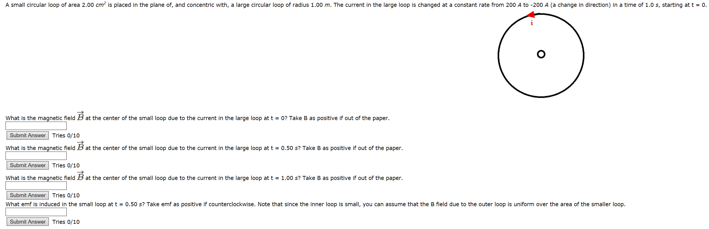 Solved A small circular loop of area 2.00 cm² is placed in | Chegg.com