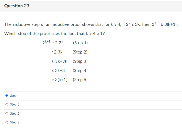 Solved Question 23 2 The inductive step of an inductive | Chegg.com
