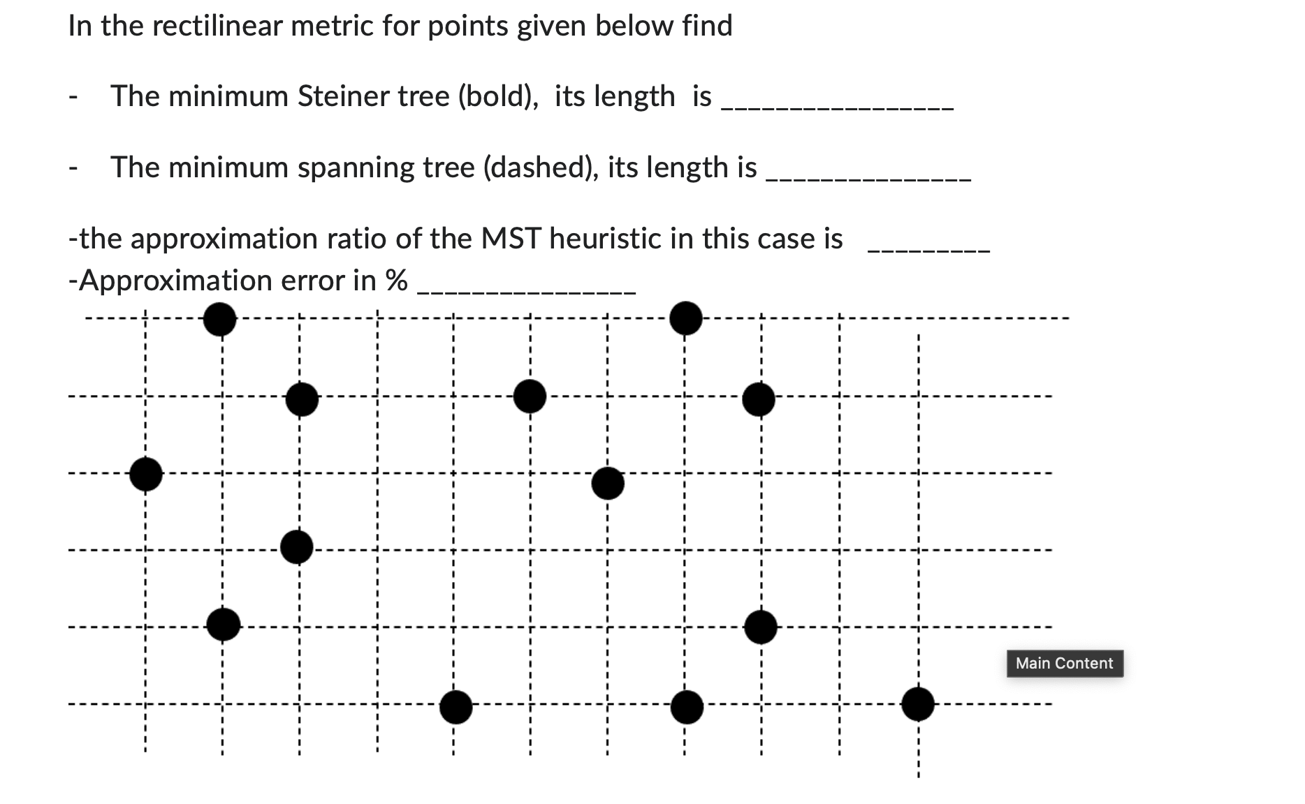 In the rectilinear metric for points given below find | Chegg.com