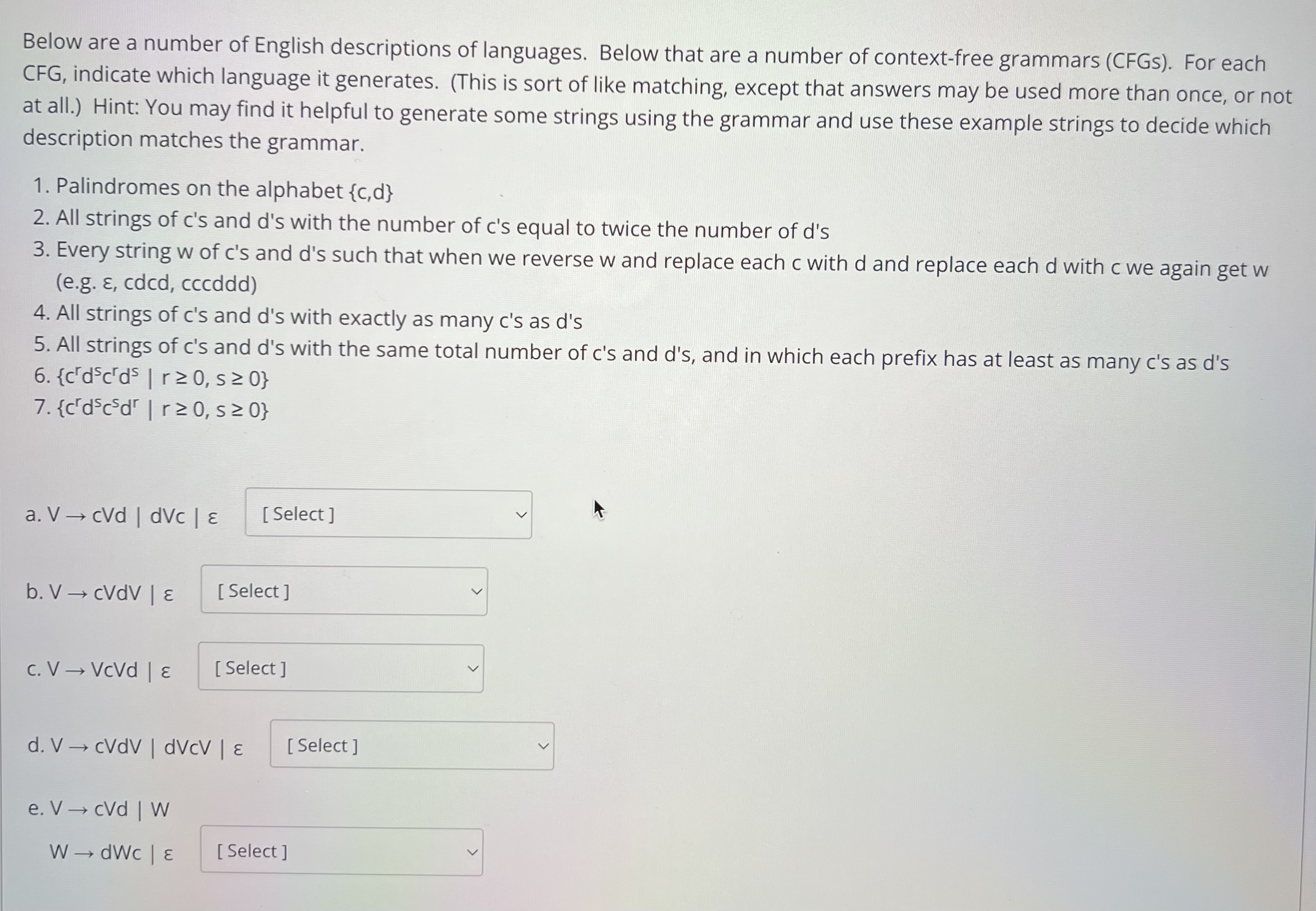 Solved Below are a number of English descriptions of | Chegg.com