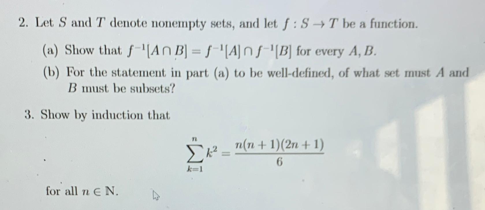 Solved 2. Let S and T denote nonempty sets, and let f: S T | Chegg.com