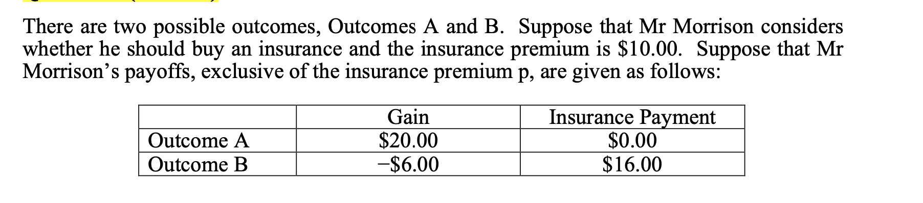 There are two possible outcomes, Outcomes A and B. | Chegg.com