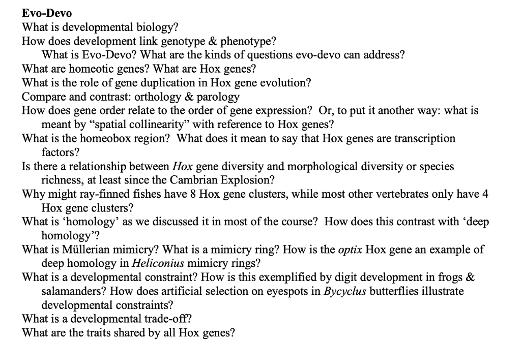 Solved Evo-Devo What is developmental biology? How does | Chegg.com