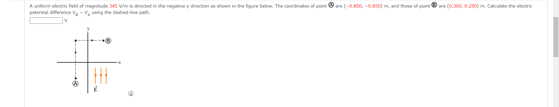 Solved potential difference VB−VA using the dashed-line | Chegg.com