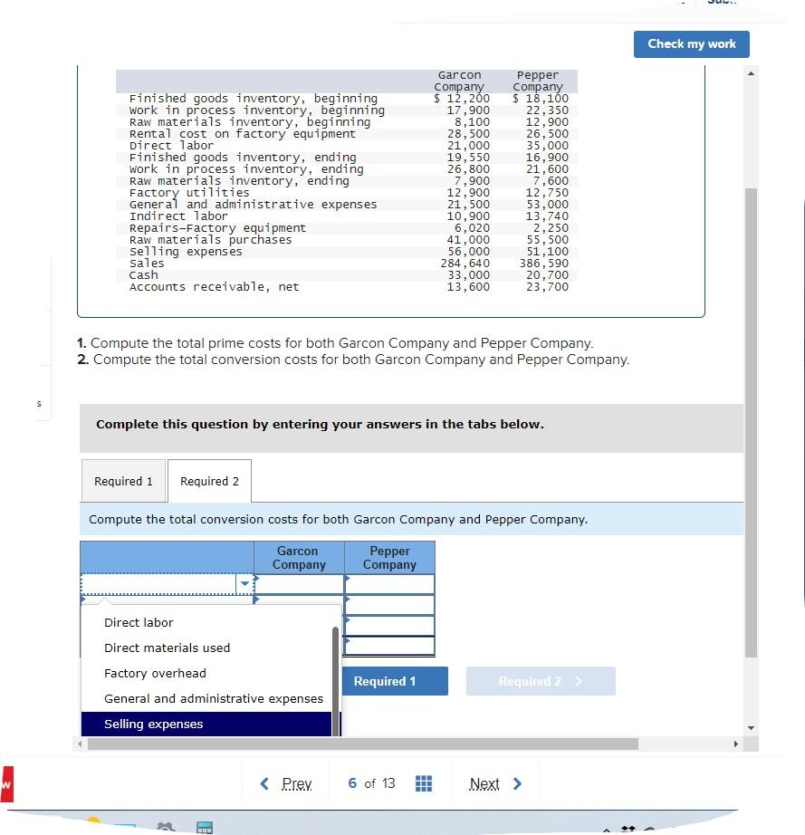 Solved 1. Compute the total prime costs for both Garcon | Chegg.com