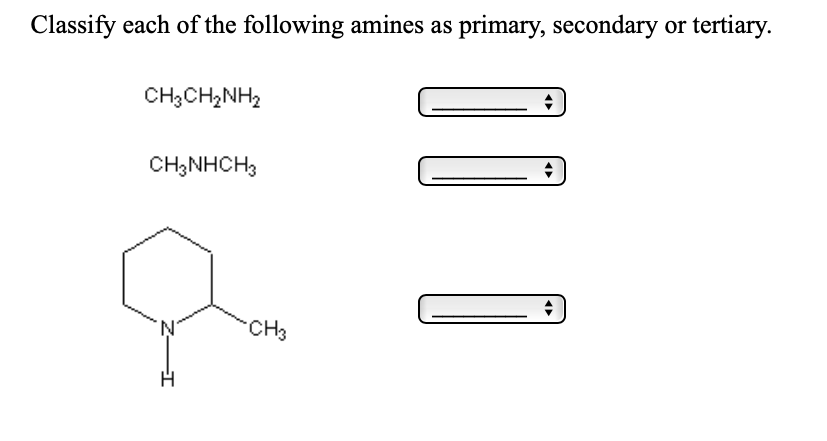 Solved Classify each of the following amines as (1) primary, | Chegg.com