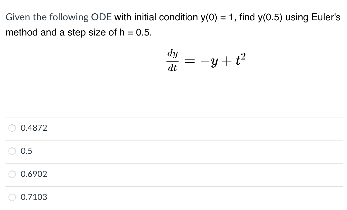 Solved Given the following ODE with initial condition y(0) = | Chegg.com
