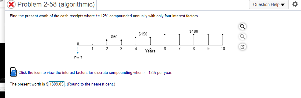 Solved X Problem 2-58 (algorithmic) Question Help Find the | Chegg.com