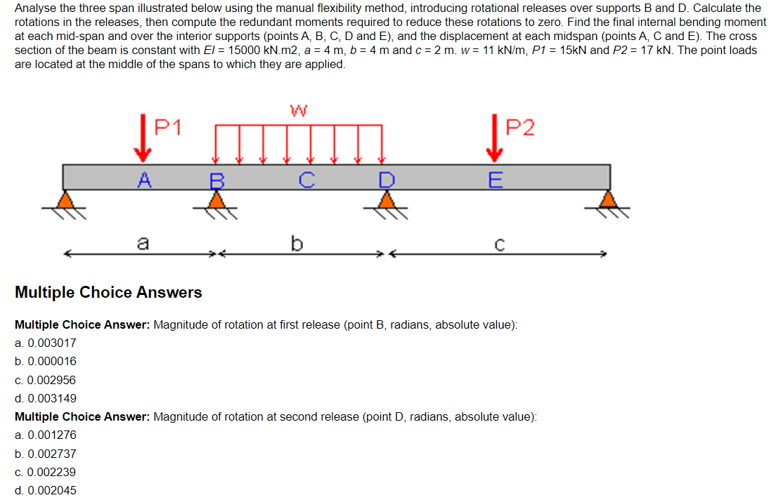 Solved Analyse the three span illustrated below using the | Chegg.com