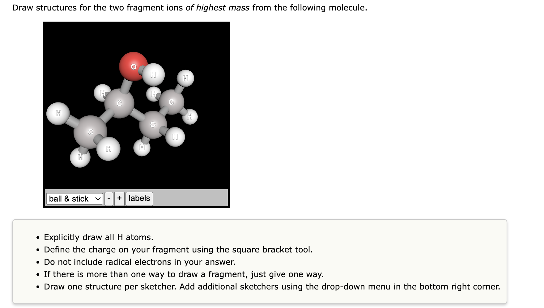 Solved Draw structures for the two fragment ions of highest | Chegg.com