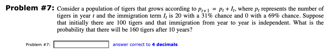 Consider a population of tigers that grows according | Chegg.com