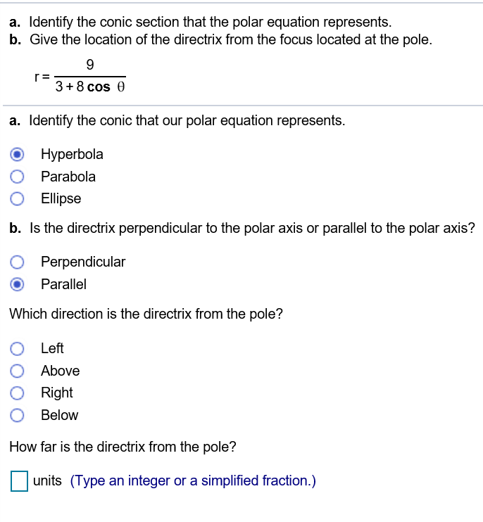 Solved a. Identify the conic section that the polar equation | Chegg.com