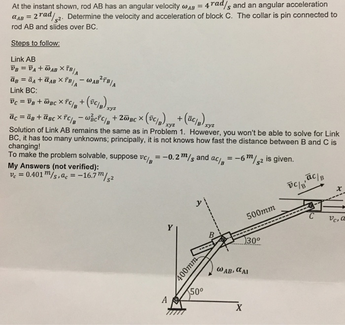 At The Instant Shown Rod Ab Has An Angular Velocity