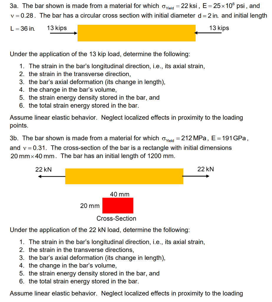 Solved 3a. The bar shown is made from a material for which | Chegg.com