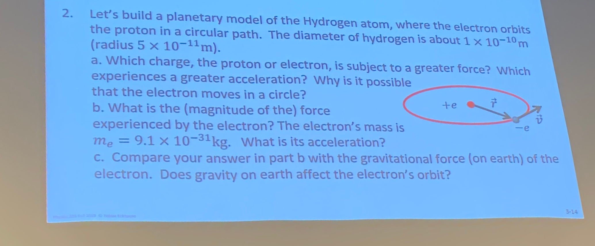 Solved 2. Let's build a planetary model of the Hydrogen | Chegg.com
