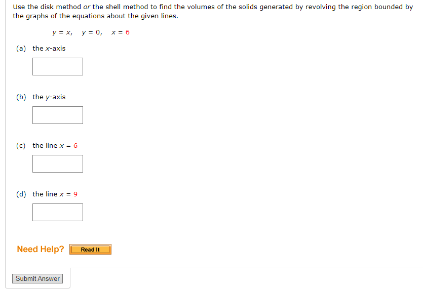 Solved Use the disk method or the shell method to find the | Chegg.com