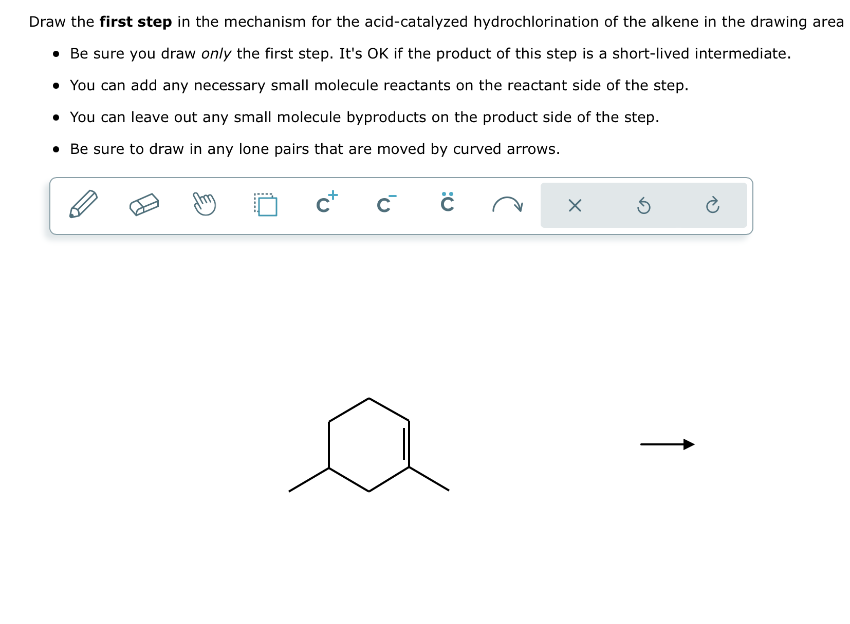 Solved Draw the first step in the mechanism for the | Chegg.com