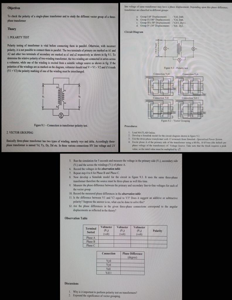 Solved Objectives line voltage of some transformer may have | Chegg.com