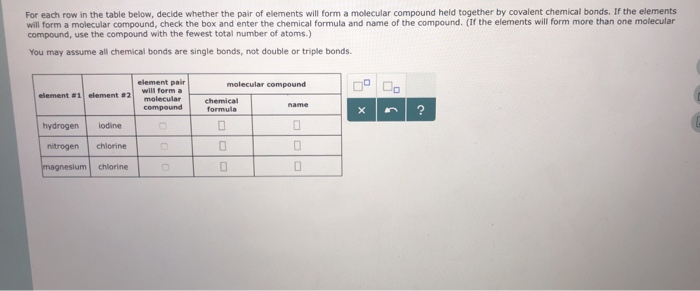 Solved For each row in the table below, decide whether the | Chegg.com