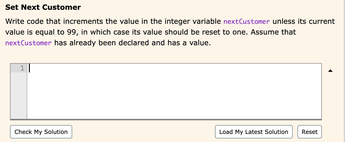 Solved Set Next Customer Write code that increments the | Chegg.com